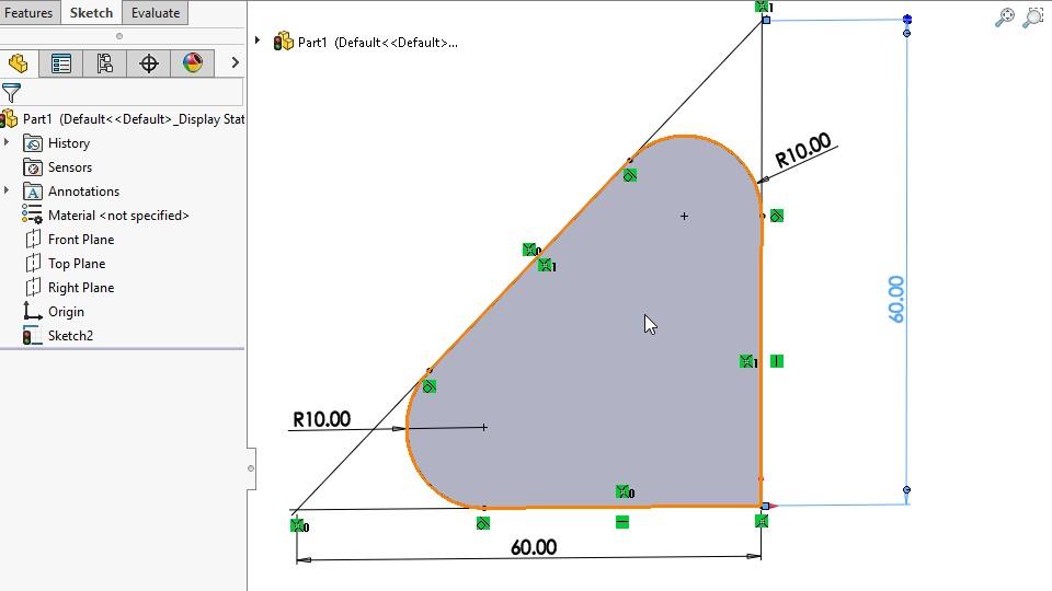 Sketch Fillets and Dimensions to "missing" corners